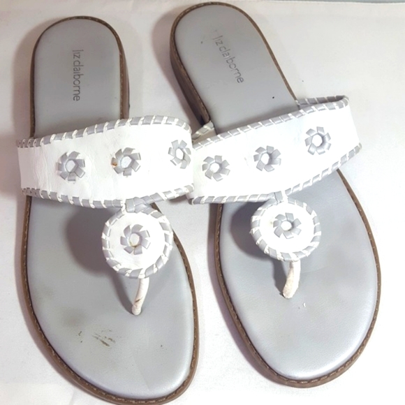 Liz Claiborne | Shoes | Liz Clairborne White And Grey Sandals Size M ...